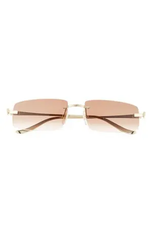 Cartier Cartier 58mm Rectangular Rimless Sunglasses Gold