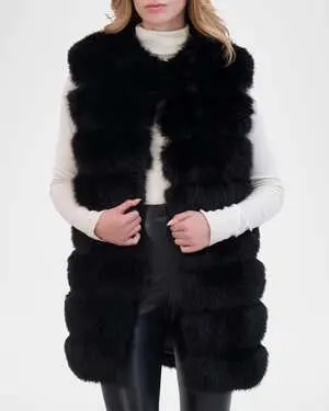 Theia Theia Fox-Like Faux Fur Vest Black