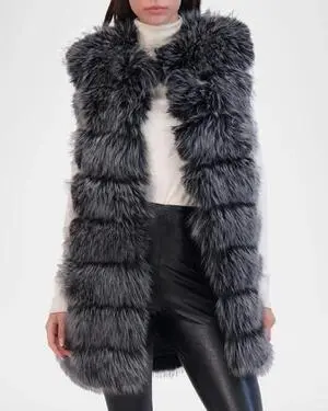 Theia Fox-like Faux Fur Vest - Silver