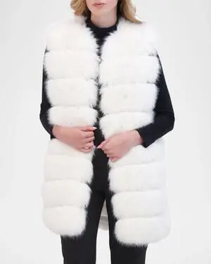 Theia Fox-like Faux Fur Vest - White