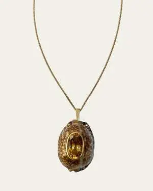 HAUTE VICTOIRE 14k Gold Shell And Citrine Pendant Necklace - Yellow