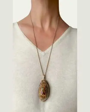 HAUTE VICTOIRE 14k Gold Shell And Citrine Pendant Necklace