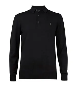 ALLSAINTS Merino Wool Mode Polo Shirt - Black