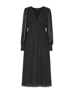 Whistles Metallic Stripe Midi Dress