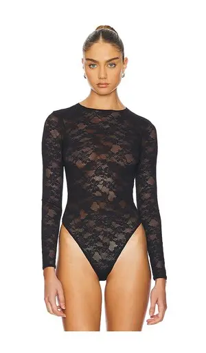 FLEUR DU MAL Le Stretch Long Sleeve Bodysuit - Black