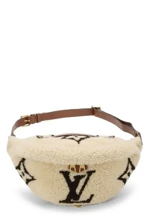 LOUIS VUITTON Natural Shearling Monogram Teddy Bumbag - Beige