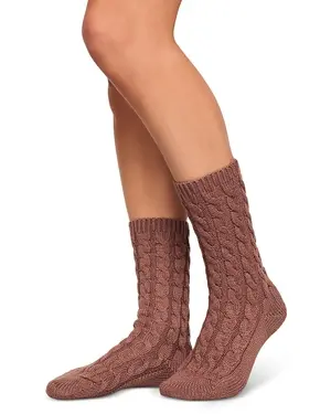 Eberjey Cable Knit Socks - Deep Taupe