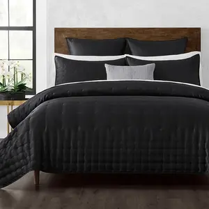 Donna Karan New York Hammered Silk And Cotton Quilt, King - Black