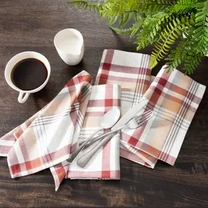 ELRENE HOME FASHIONS Seneca Plaid Harvest Cotton Napkins, Set Of 8