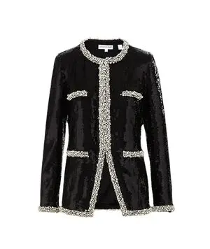 Veronica Beard Alessia Pearl-trim Sequin Jacket