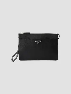 Prada Saffiano Leather Pouch - Black