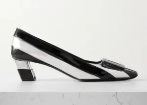 ROGER VIVIER Belle Vivier Embellished Striped Metallic And Patent-leather Pumps Silver