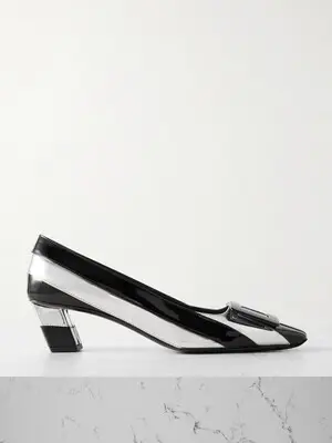 ROGER VIVIER Belle Vivier Embellished Striped Metallic And Patent-leather Pumps - Silver
