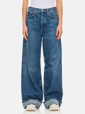 AGOLDE High Rise Wide Leg Jeans - Blue