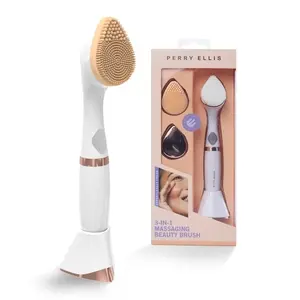 Perry Ellis 3-in-1 Massaging Beauty Brush - White,rose Gold