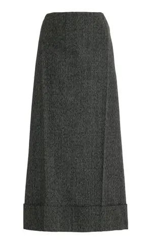 Prada Wool Mouliné Midi Skirt