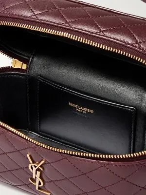 Saint Laurent Gaby Vanity Mini Quilted Leather Shoulder Bag - Burgundy