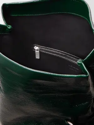 JIL SANDER Small Glossed Crinkled-leather Shoulder Bag