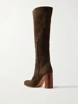 Khaite Willow Suede Knee Boots - Brown