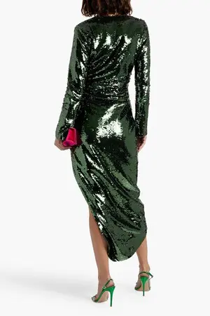 Simkhai Emersyn Sequined Tulle Midi Dress - Emerald