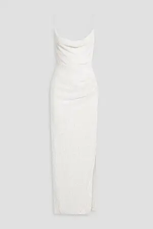 Retrofete Retrofête Katya Draped Sequined Gown - White
