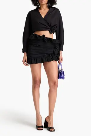 AREA Ruffled Taffeta Mini Skirt