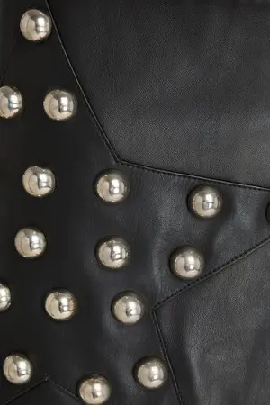 AREA Studded Embellished Leather Mini Skirt