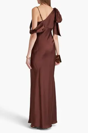 NICHOLAS Asymmetric Draped Silk-blend Satin Maxi Dress
