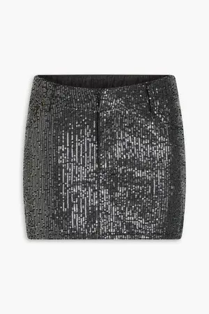 ROTATE BY BIRGER CHRISTENSEN Sequined Cotton-twill Mini Skirt - Black