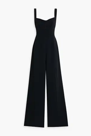 Saloni Rachel Crepe Wide-leg Jumpsuit - Black