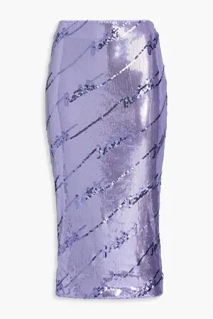 ROTATE BY BIRGER CHRISTENSEN Sequined Stretch-mesh Midi Skirt
