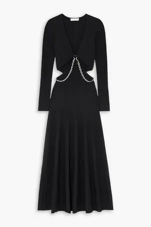 Simkhai Kathryn Cutout Embellished Ribbed-knit Midi Dress