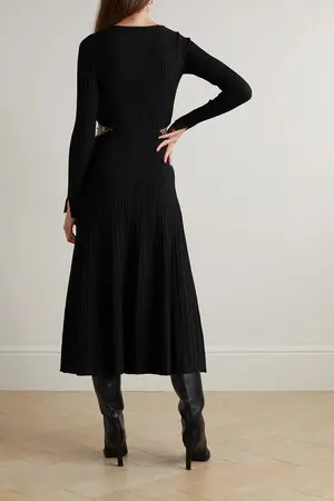 Simkhai Kathryn Cutout Embellished Ribbed-knit Midi Dress
