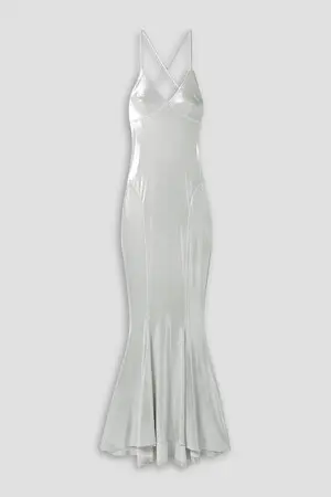 Norma Kamali Open-back Stretch-lamé Gown