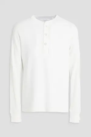 Rag & Bone Waffleknit Cotton Henley Tshirt - Ivory