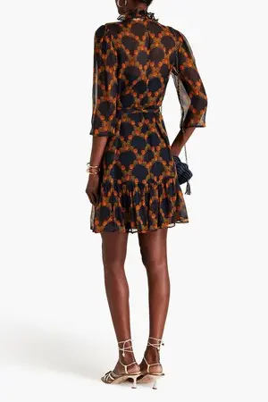 Saloni Melody Ruffled Printed Mini Dress