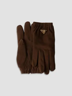 Prada Suede Gloves - Brown