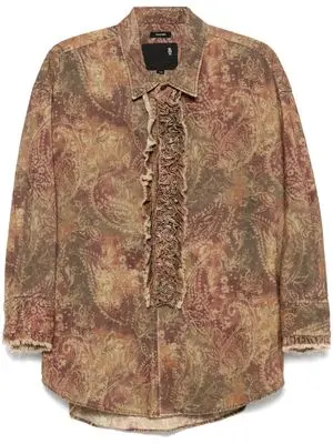 R13 Drop Neck Tuxedo Shirt - Brown