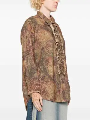 R13 Drop Neck Tuxedo Shirt - Brown
