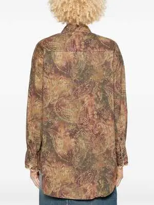 R13 Drop Neck Tuxedo Shirt - Brown