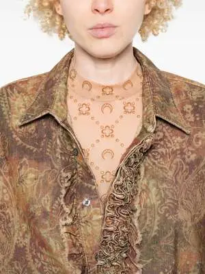 R13 Drop Neck Tuxedo Shirt - Brown