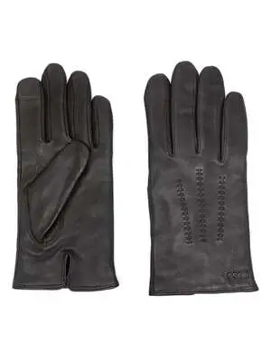 BOSS Logo-lettering Leather Gloves