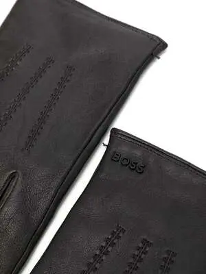 BOSS Logo-lettering Leather Gloves