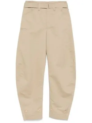 LEMAIRE Belted Tapered Trousers - Neutrals