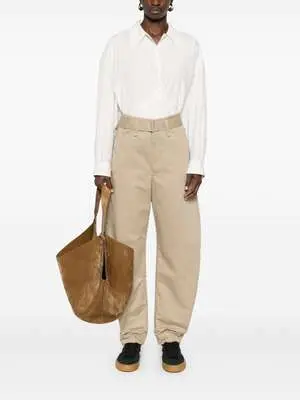 LEMAIRE Belted Tapered Trousers - Neutrals