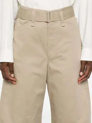 LEMAIRE Belted Tapered Trousers - Neutrals