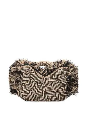 MADE FOR A WOMAN Zebra Raffia Shoulder Bag