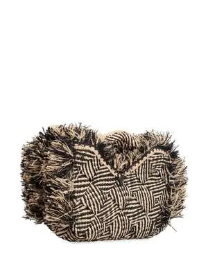 MADE FOR A WOMAN Zebra Raffia Shoulder Bag