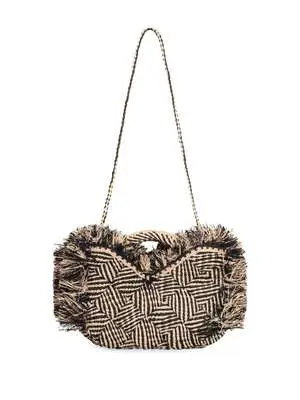 MADE FOR A WOMAN Zebra Raffia Shoulder Bag