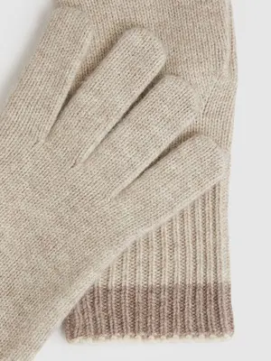 REISS Florise Wool-blend Gloves With Cashmere - Taupe